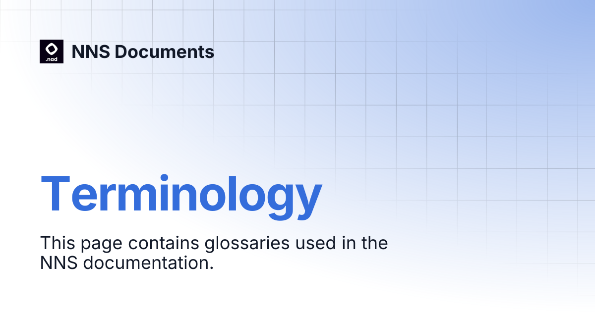 Terminology | NNS Documents